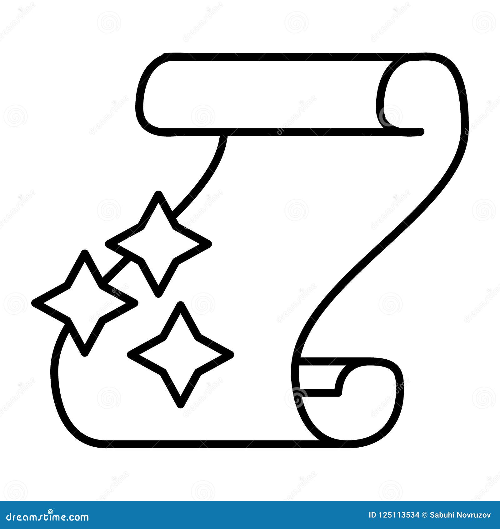 Magic Scroll Thin Line Icon. Folio with a Spell Vector Illustration ...