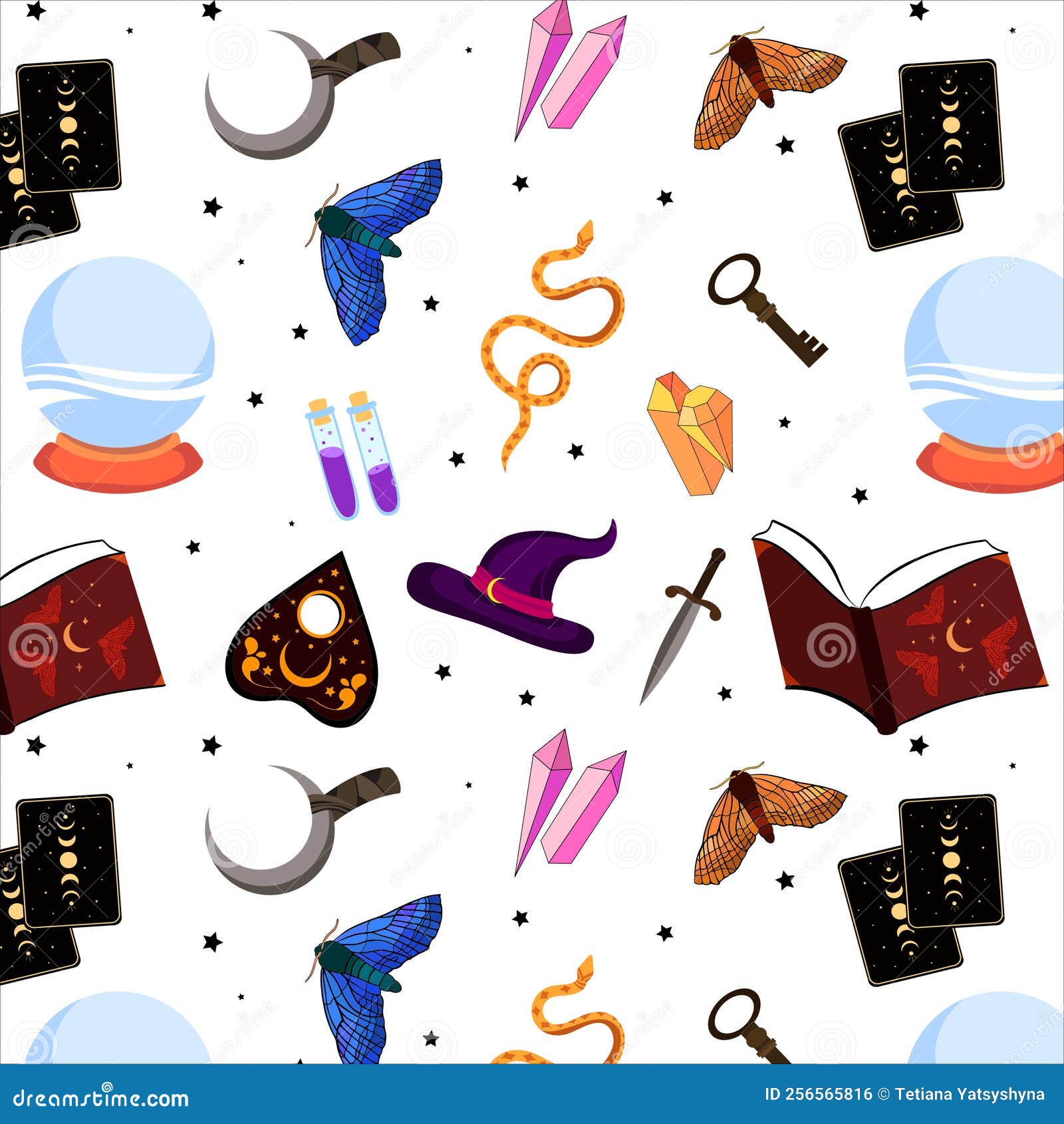 Magic Seamless Pattern. Illustration Sacred Symbol. Stock Vector ...