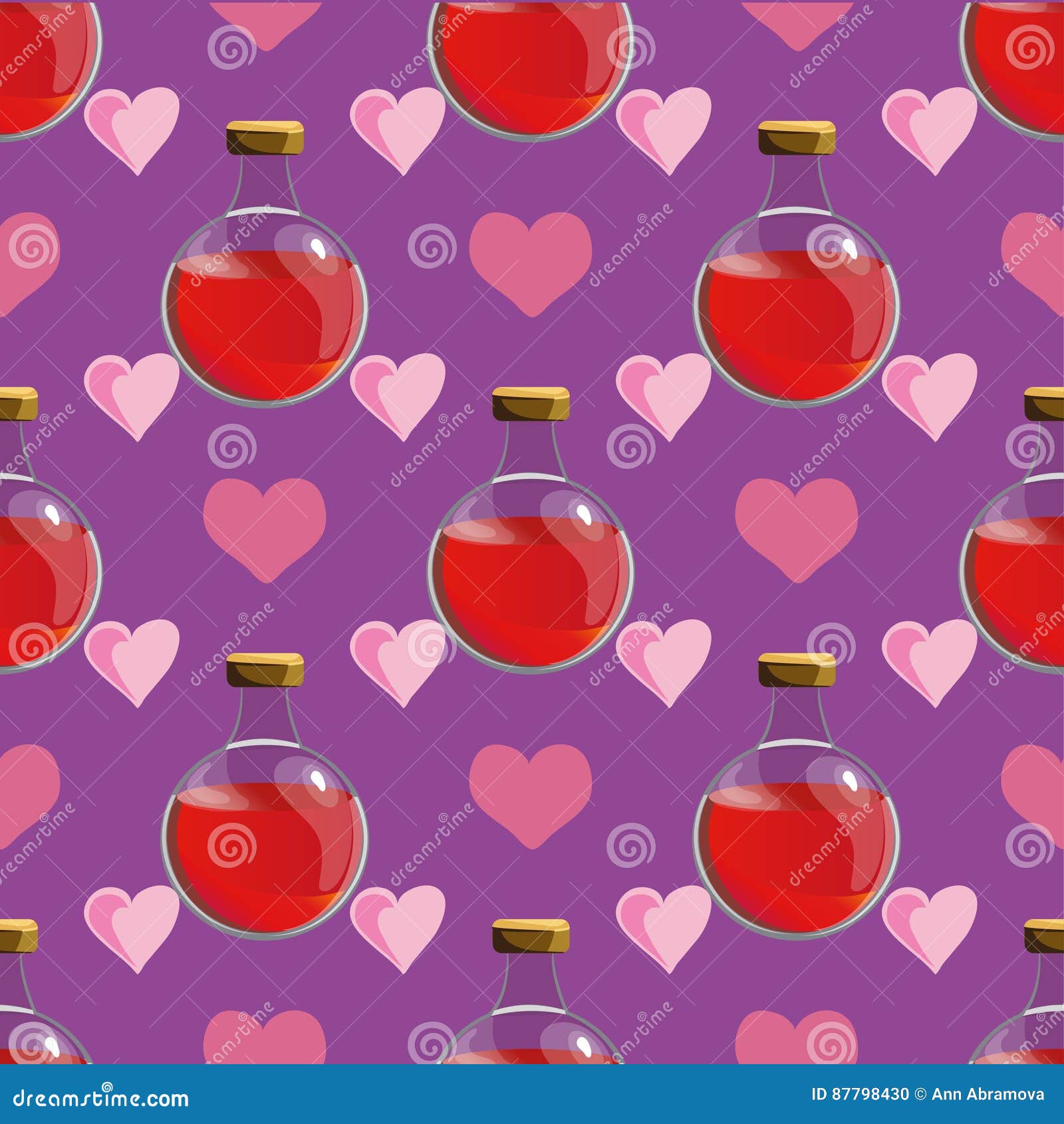 Magic Seamless Pattern with Love Potion in a Bottle - Vector Illustration Stock Vector ...