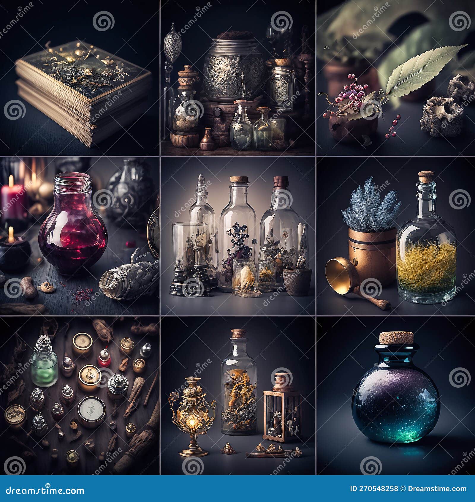 Magic Set, Alchemy Items, Kit for Wizard, Clip Art Stock Illustration ...