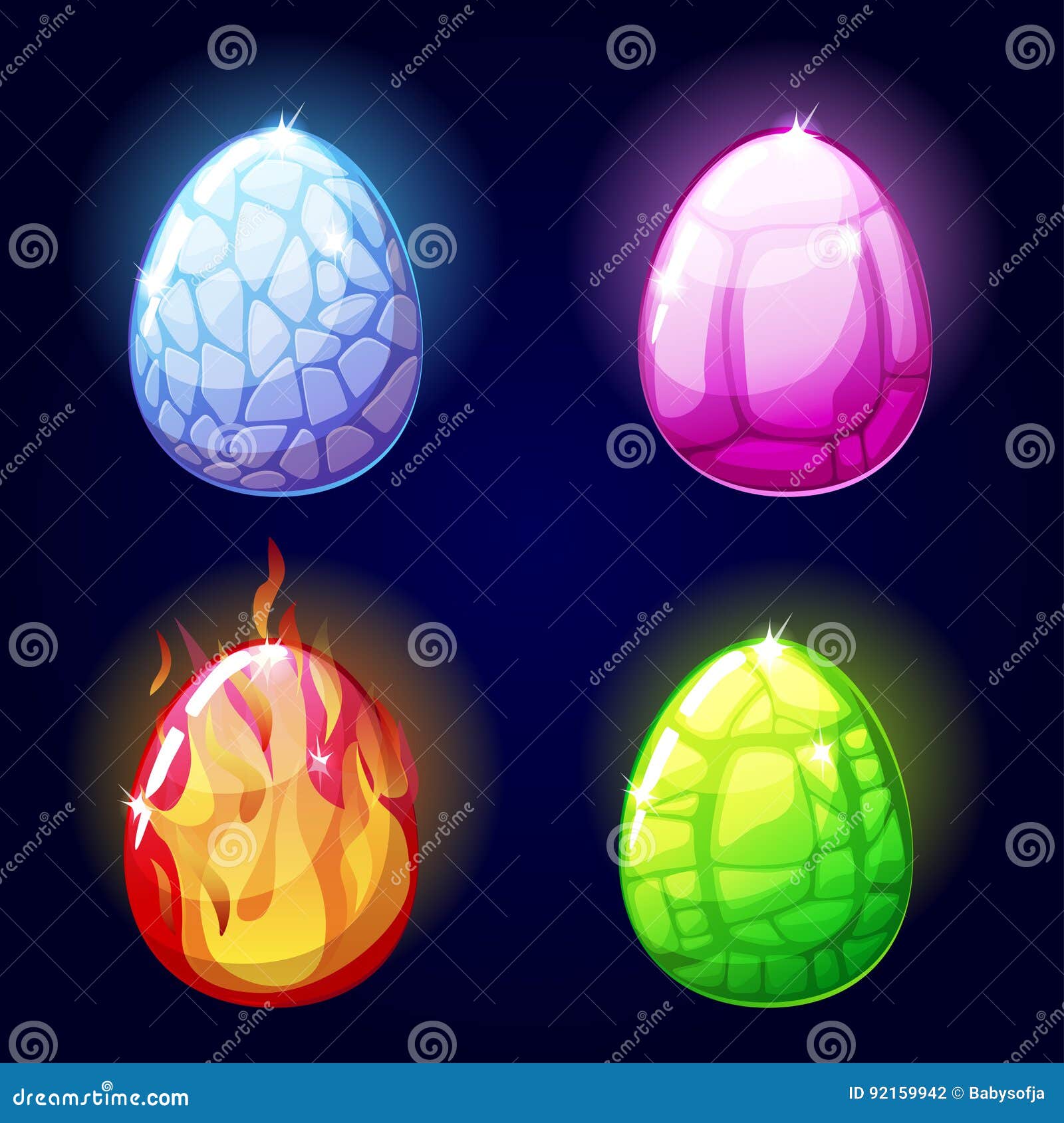 Dragon Eggs Vector Cartoon Egg-shell And Colorful Egg-shaped Easter ...
