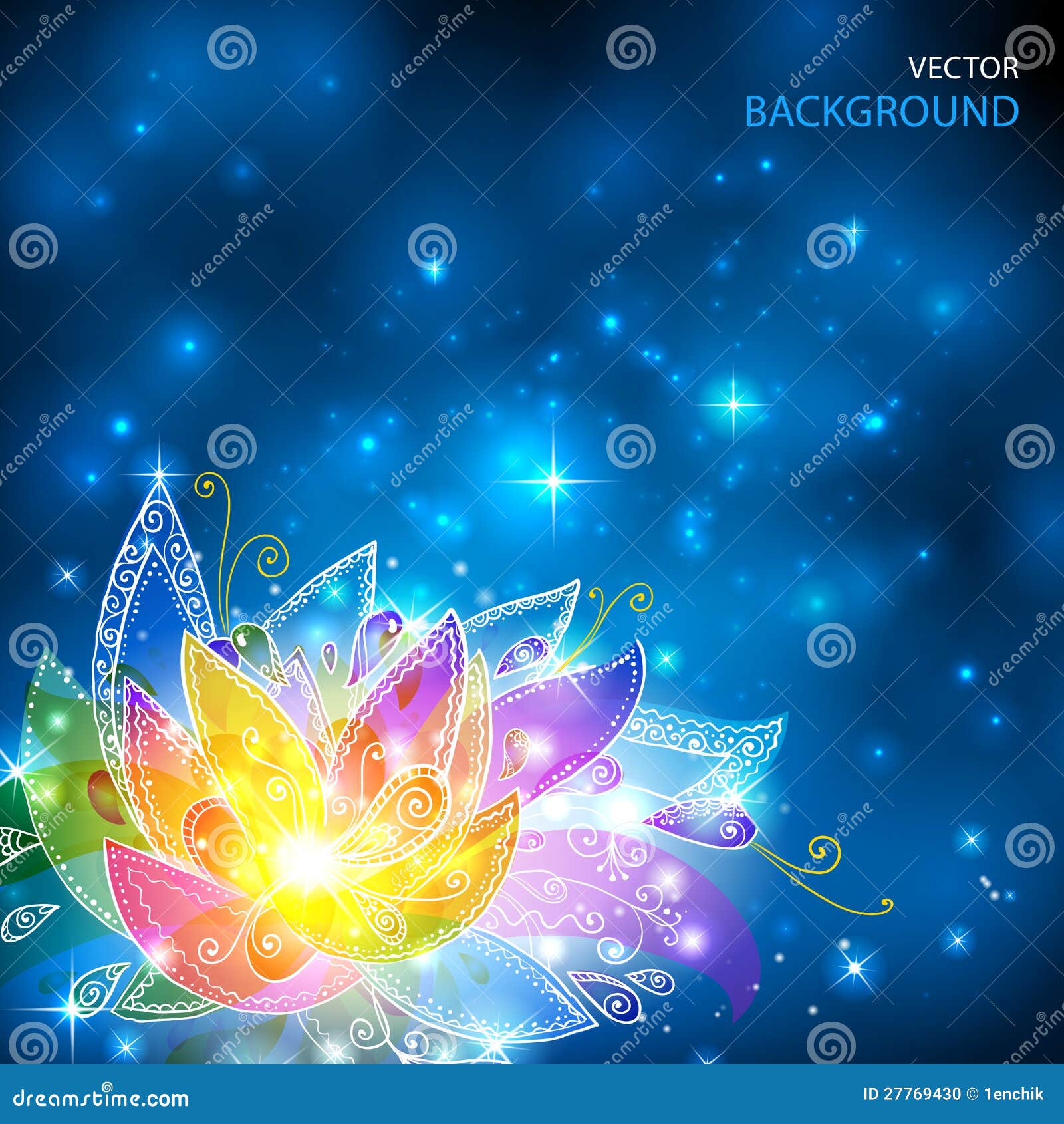 Magic Shining Rainbow Colors Esoteric Flower Stock Vector ...