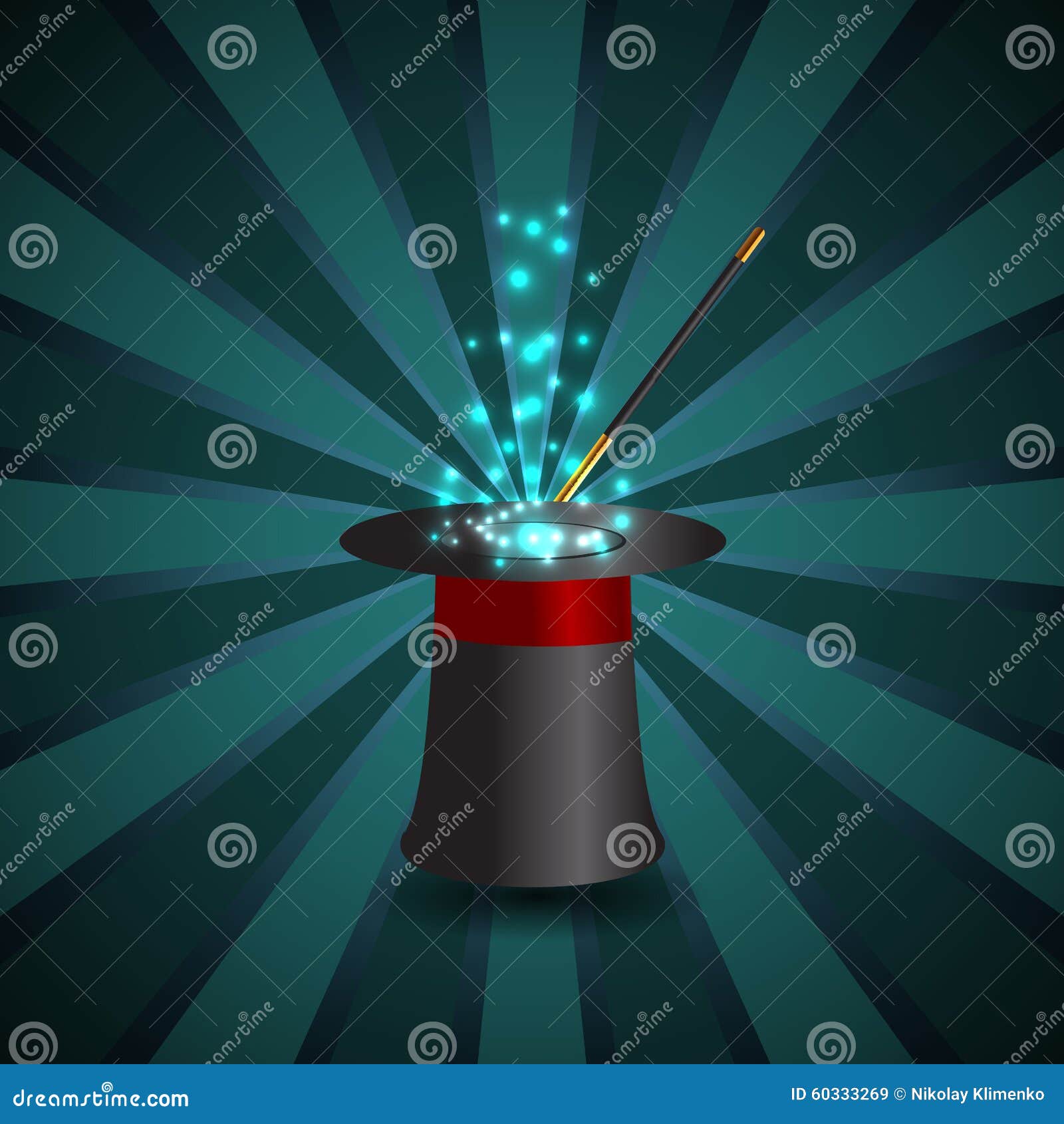 Realistic Magician Hat Black Cylinder With Red Ribbon Vector Soccer ...