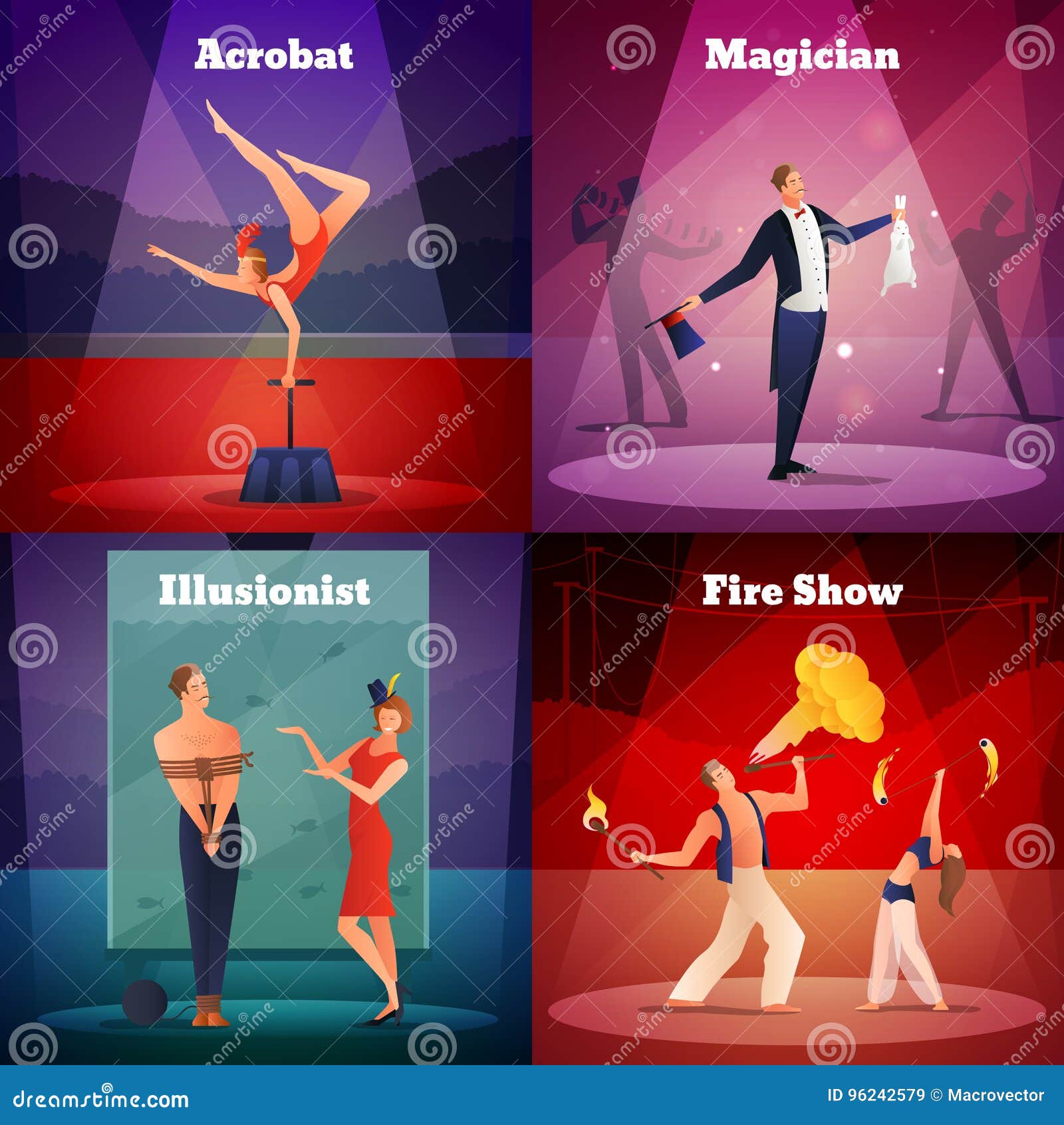 Magic Show 2x2 Design Concept Stock Vector - Illustration of icons ...