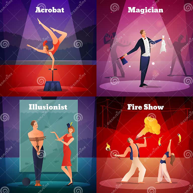 Magic Show 2x2 Design Concept Stock Vector - Illustration of icons ...
