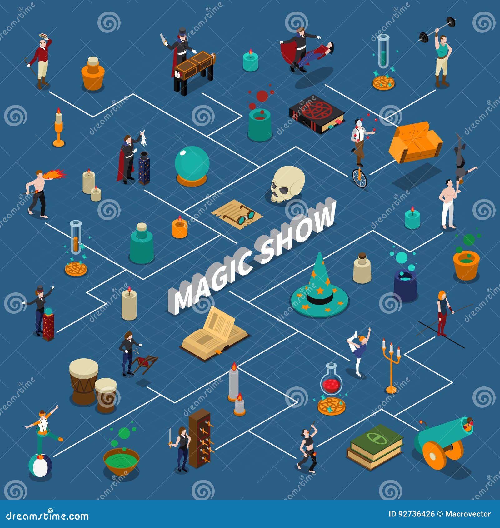 Illusionists Isometric Composition Cartoon Vector | CartoonDealer.com ...