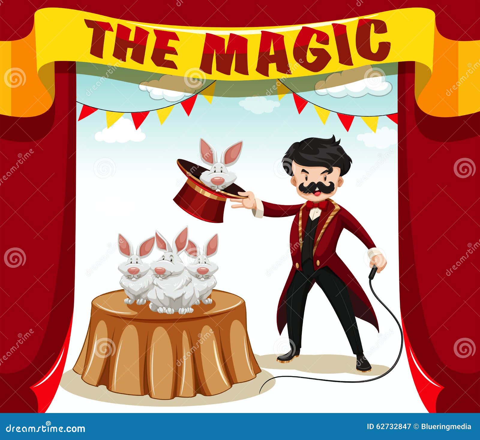 Magic Show with Magician and Rabbits Stock Vector - Illustration of ...