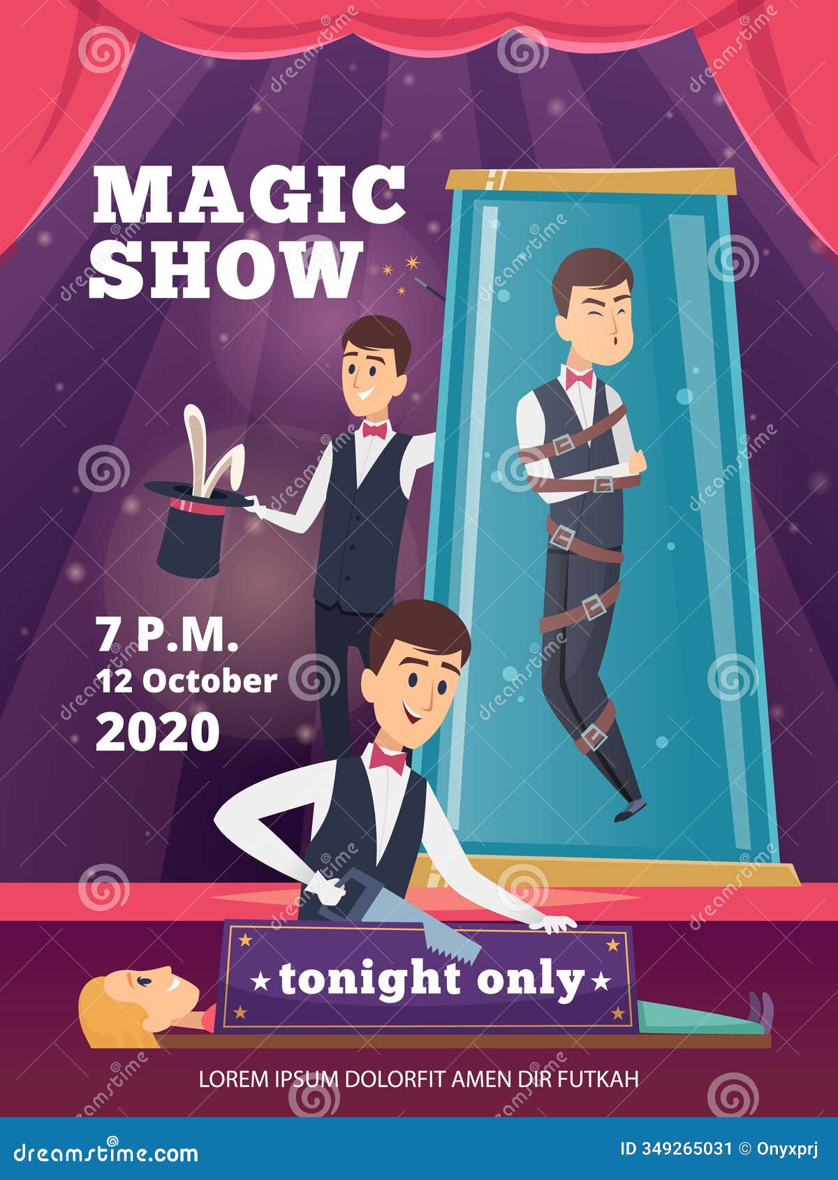 Circus Magician Coloring Page Colored Illustration Cartoon Vector ...