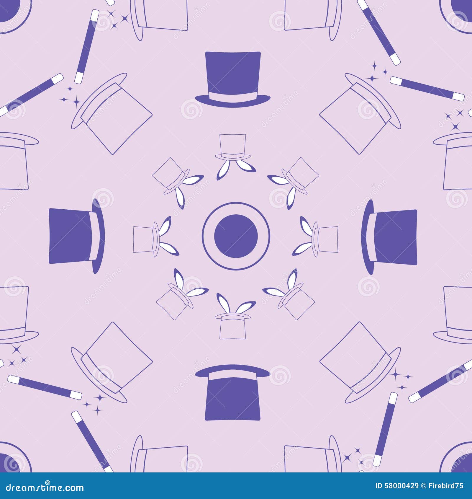 Magic silk hat pattern stock vector. Illustration of stick - 58000429