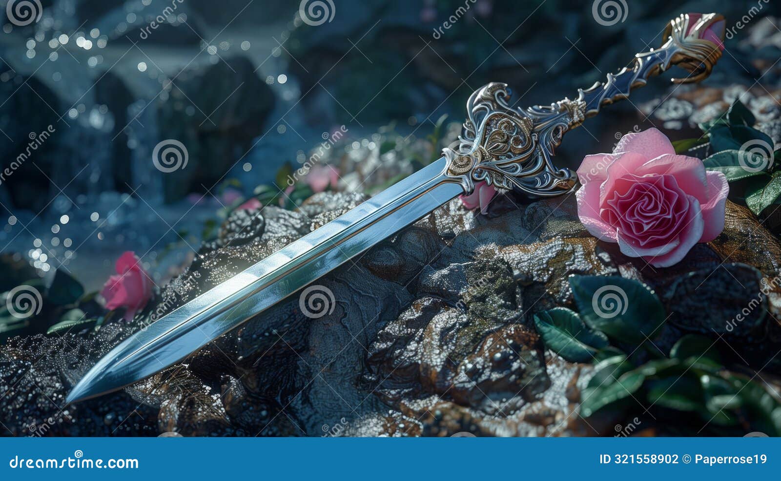 Magic silver rose sword stock photo. Image of abstract - 321558902