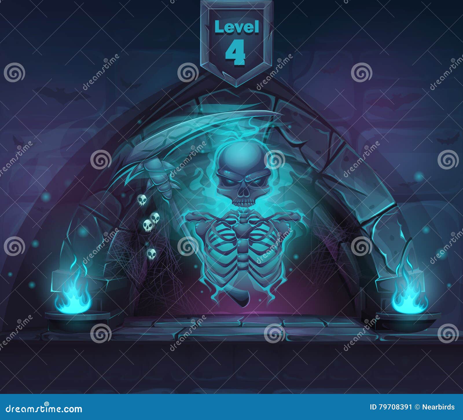 Magic Skeleton with Scythe in Portal Stock Vector - Illustration of ...