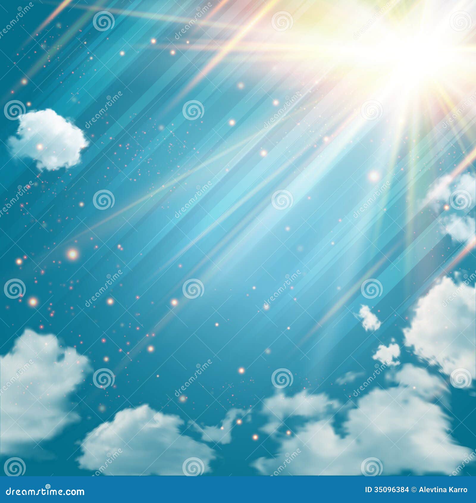 Magic Sky with Shining Stars and Rays of Light. Stock Vector ...