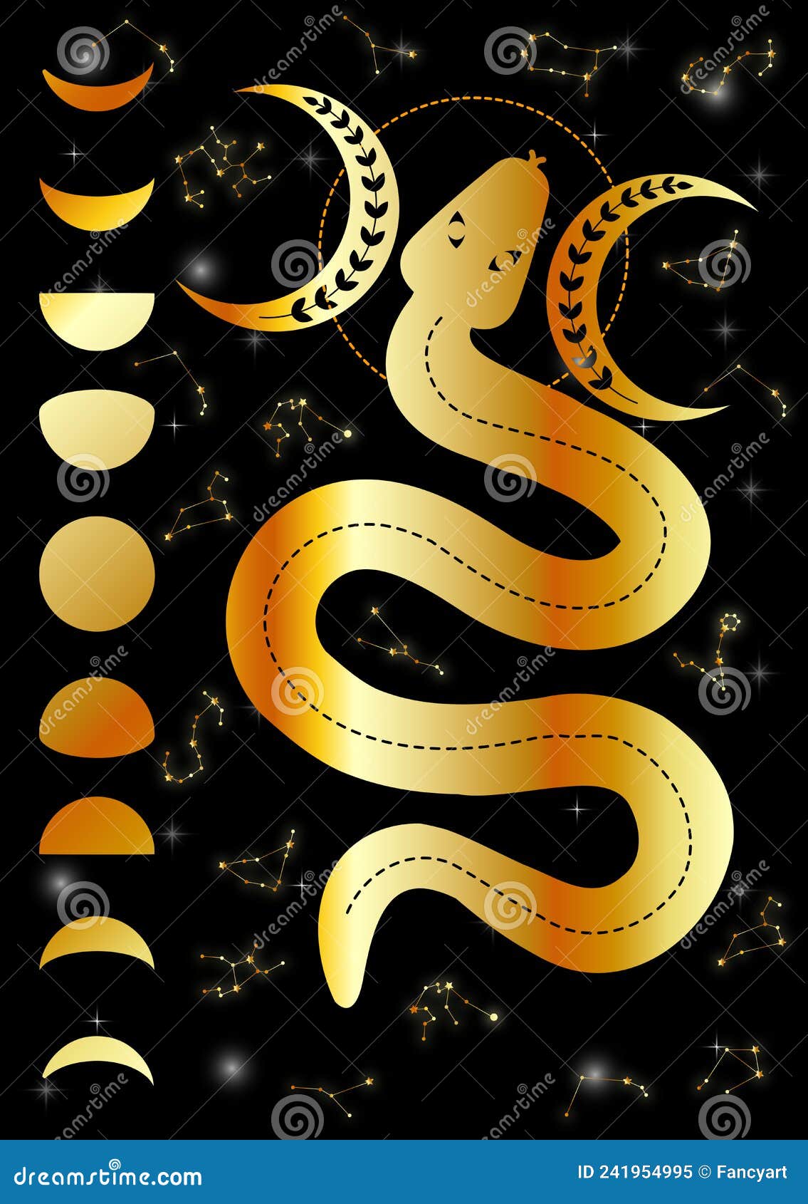 Magic Snake In Boho Style. Mystical Symbol In A Trendy Minimalist Style ...
