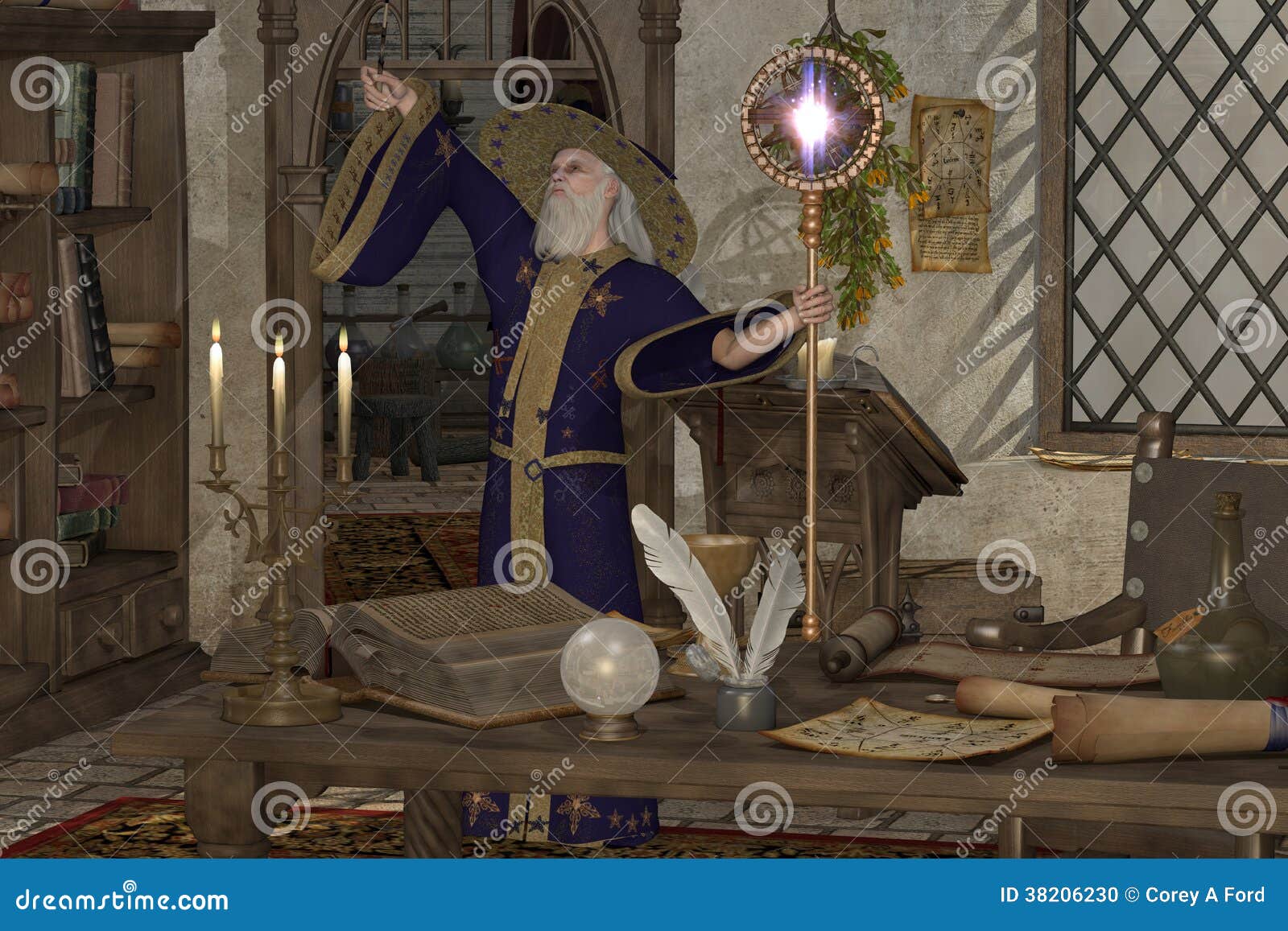 Magic Sorcerer stock illustration. Illustration of fantasy - 38206230