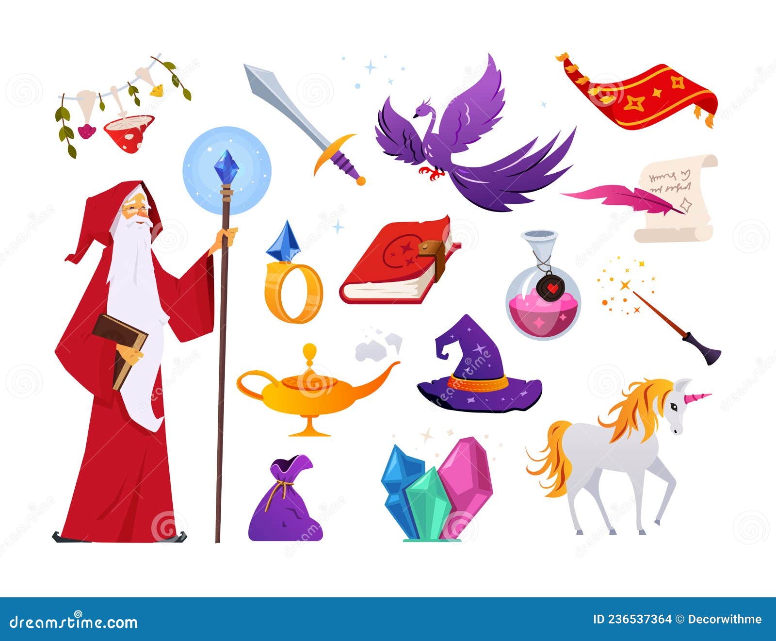 Magic and Sorcery - Modern Flat Design Style Object Set Stock Vector ...