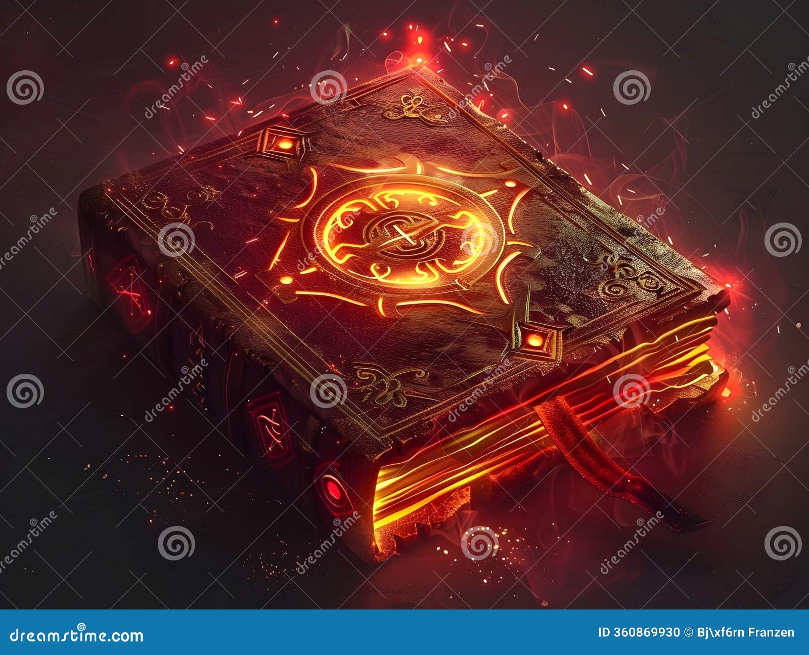 Magical Sorcery Spellbook Magic Leather Book Mystical Glow Stock ...