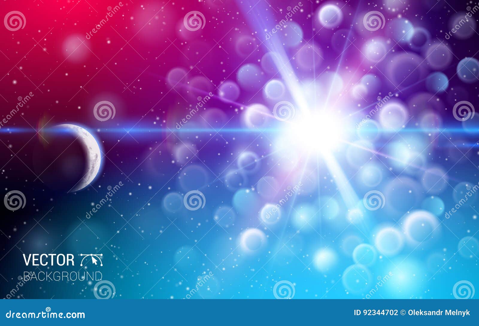 Magic Space Planet Big Bokeh Lights. Effect Realistic Design Elements ...