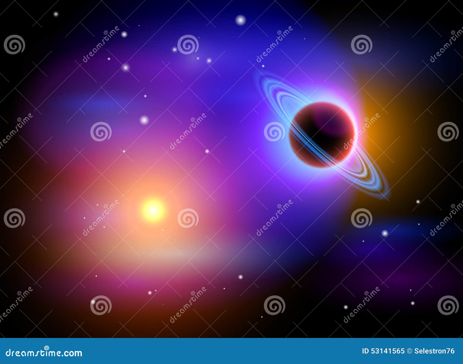 Magic Space - Planet & Stars Stock Vector - Illustration of orbit ...