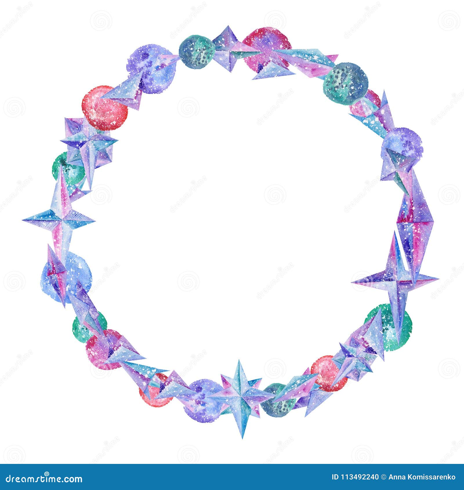 Magic Space Watercolor Frame Stock Illustration - Illustration of pink ...