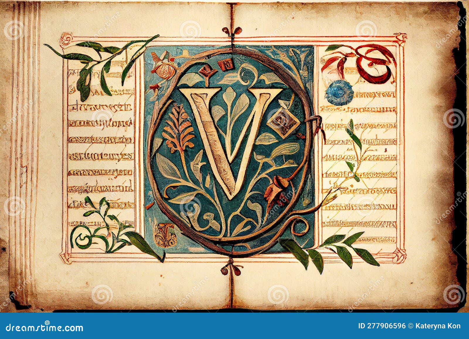 Magic Spells in Antique Book with Drawings and Annotations, Generative ...