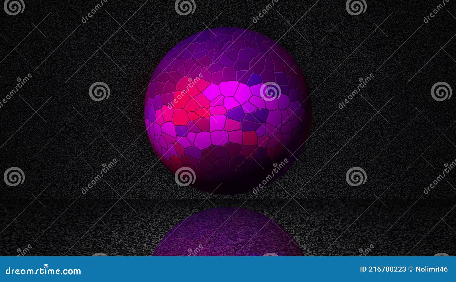 Magic Sphere from Mosaic on Abstract Background with Reflection Below ...