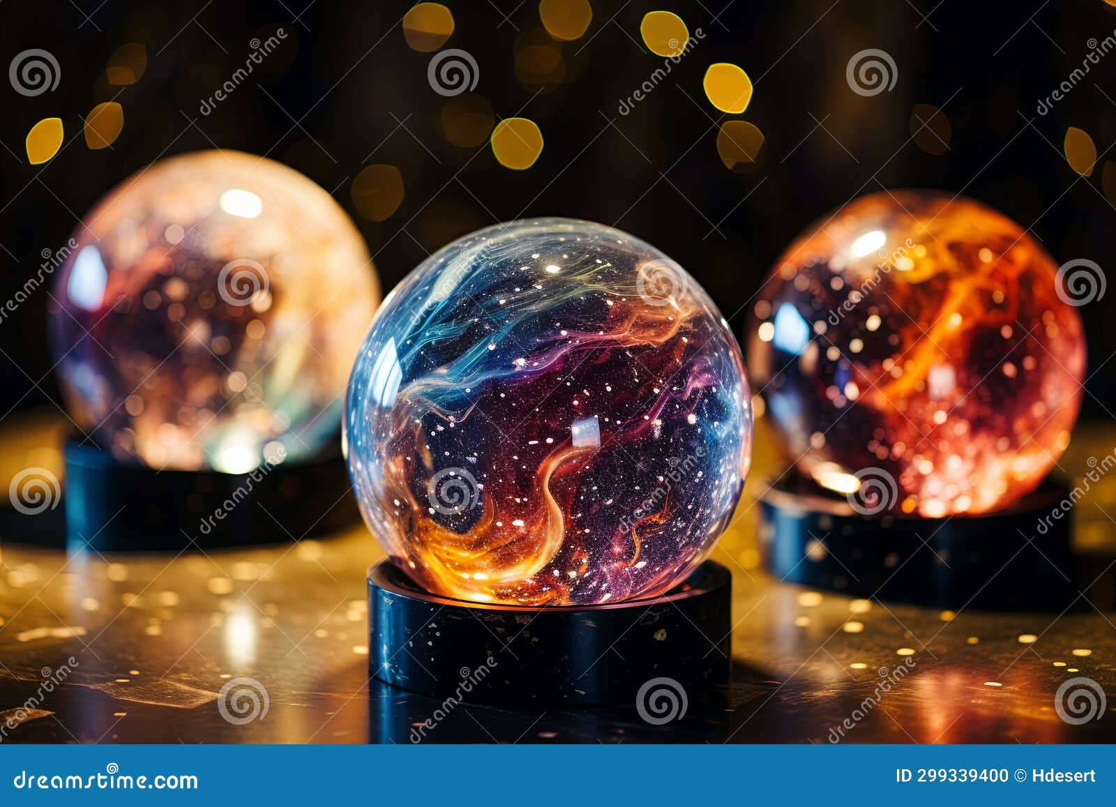 Magic Spheres of Fortune Teller with Galaxy Inside, Mind Power Concept ...