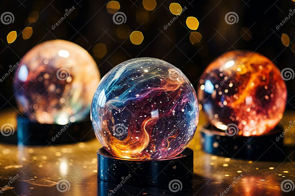 Magic Spheres of Fortune Teller with Galaxy Inside, Mind Power Concept ...
