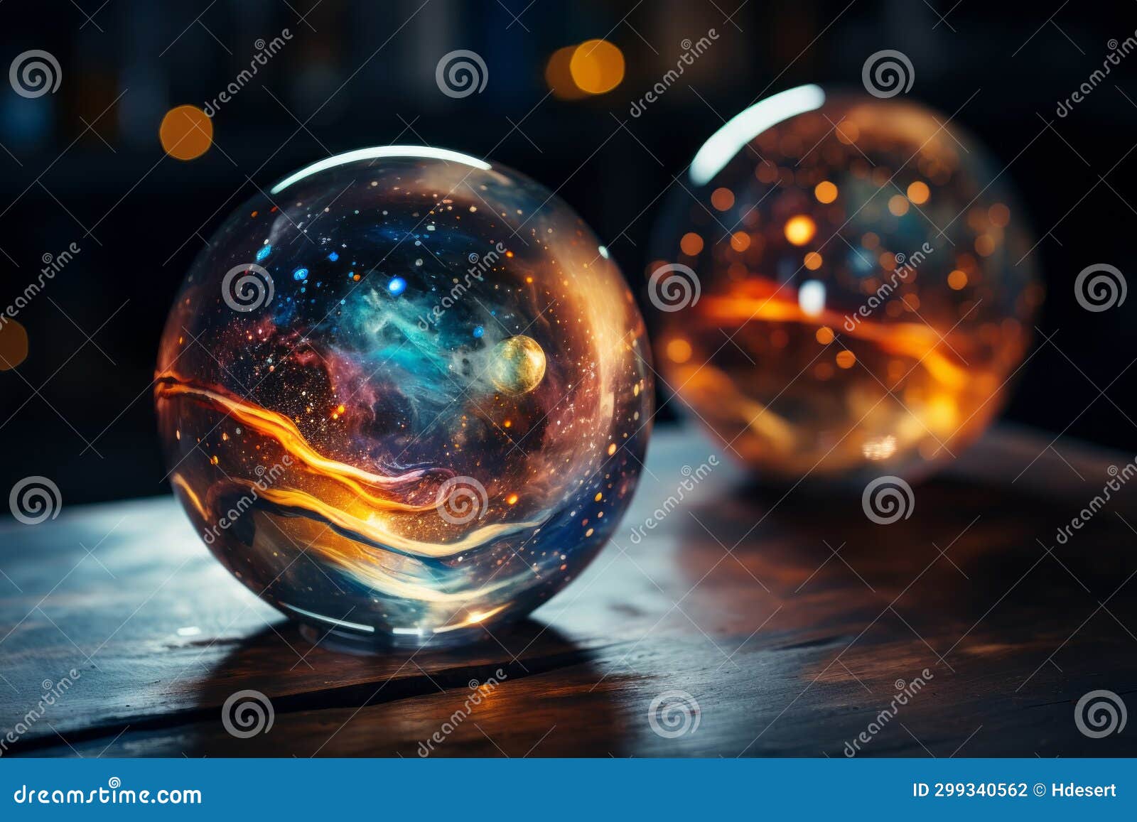 Magic Spheres of Fortune Teller with Galaxy Inside, Mind Power Concept ...