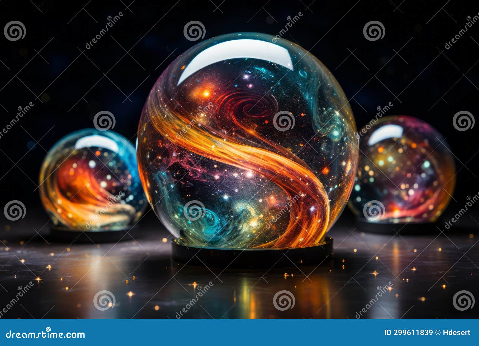 Magic Spheres of Fortune Teller with Galaxy Inside, Mind Power Concept ...