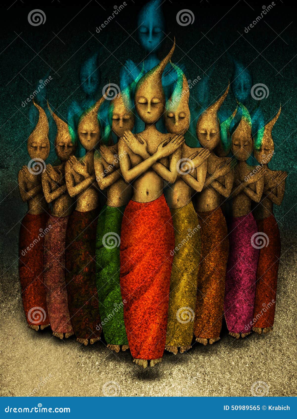 The magic, spiritual dance stock illustration. Illustration of dance ...