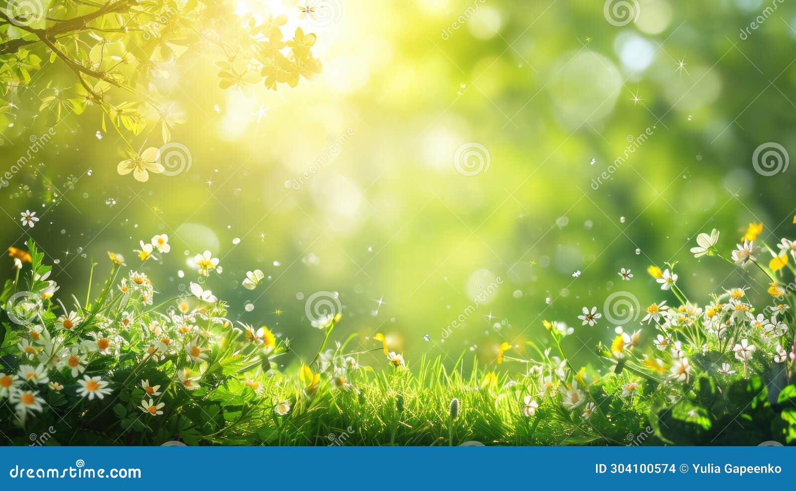 Magic Spring Background with Copy Space Stock Photo - Image of grass ...