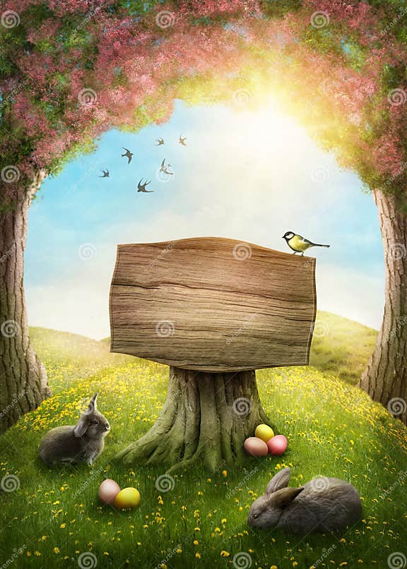 Magic spring forest stock illustration. Illustration of information ...