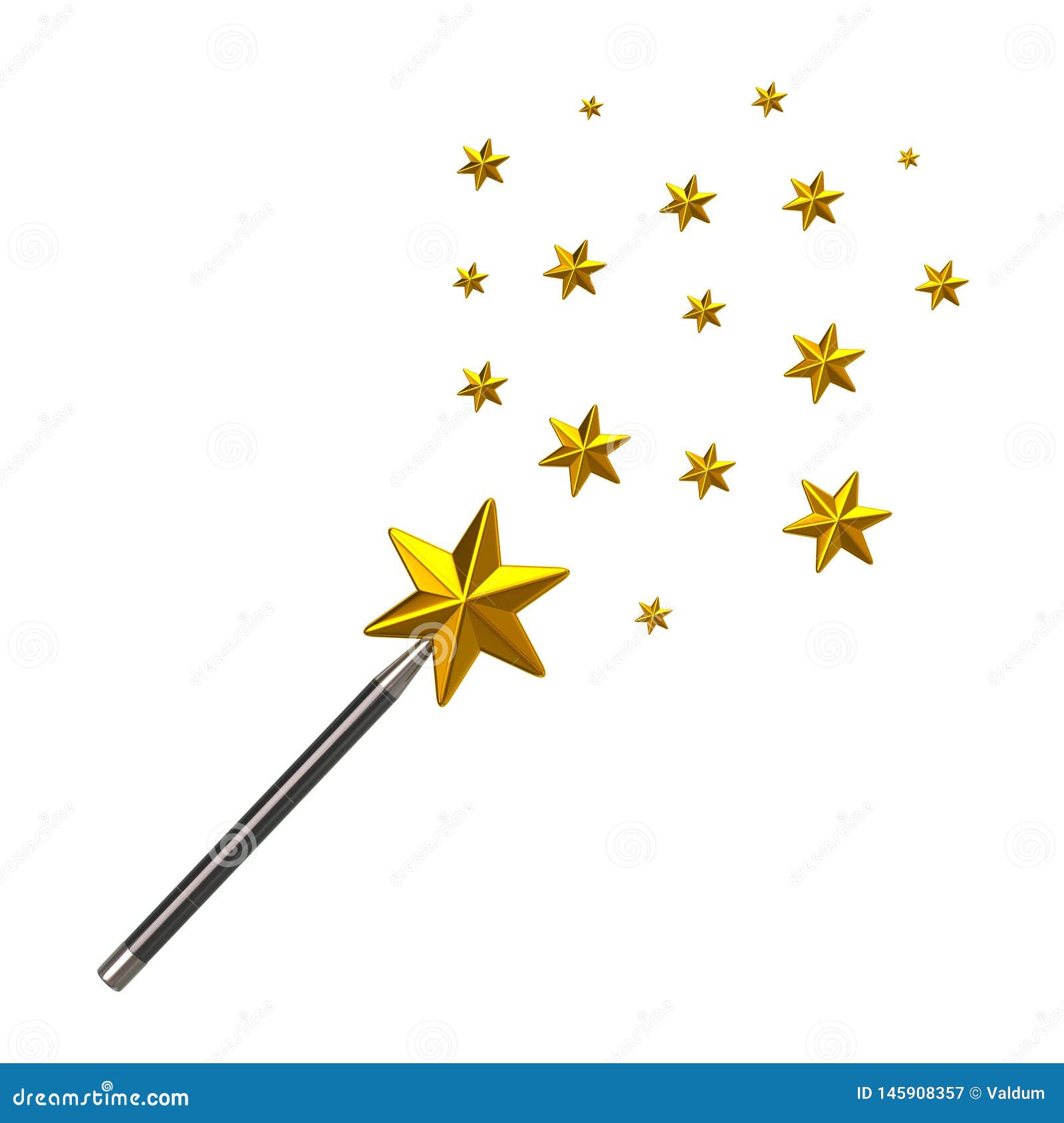 Magic Star Wand with Stars 3d Illustration Stock Illustration ...