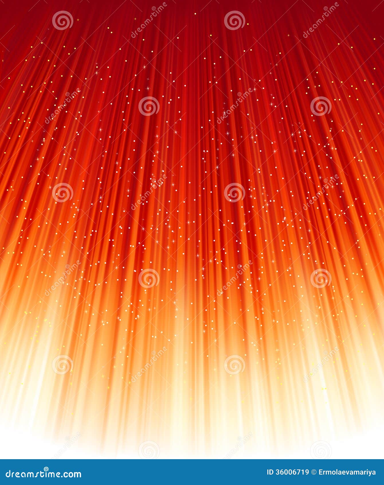 Magic Stars on Rays of Red Golden Light. Vector Stock Vector ...