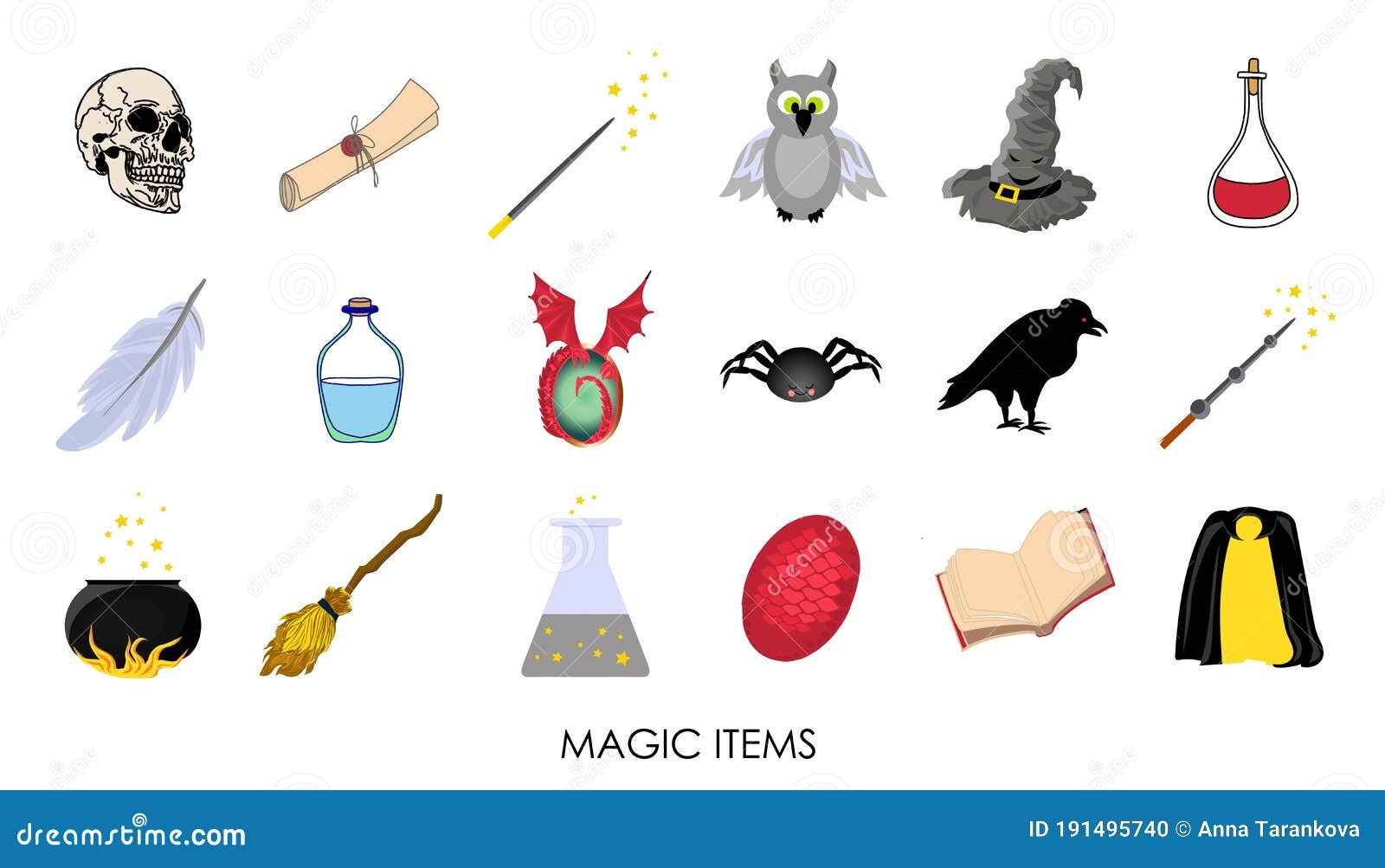 Magic Stickers. Collection of Mystical Magic Items Stock Vector ...