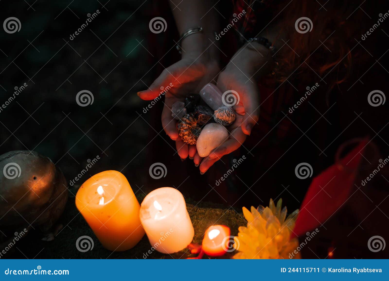 Magic Stones in the Hands of a Witch Stock Image - Image of witch ...