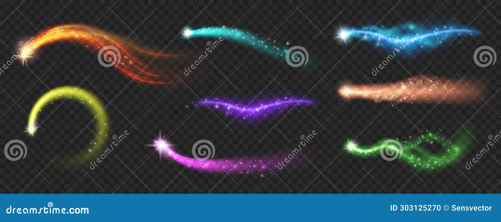 Magic Stream Light, Realistic Bright Trace Effect Stock Vector ...