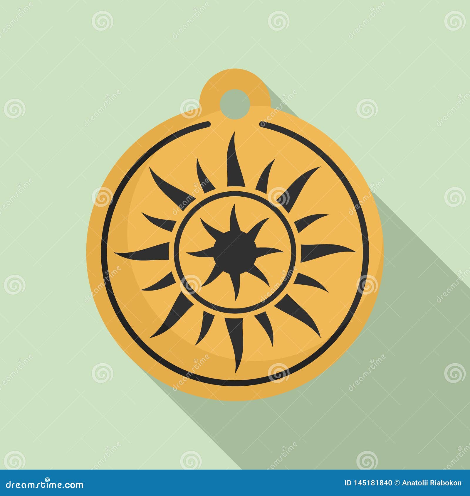 Magic Sun Medallion Icon, Flat Style Stock Vector - Illustration of ...