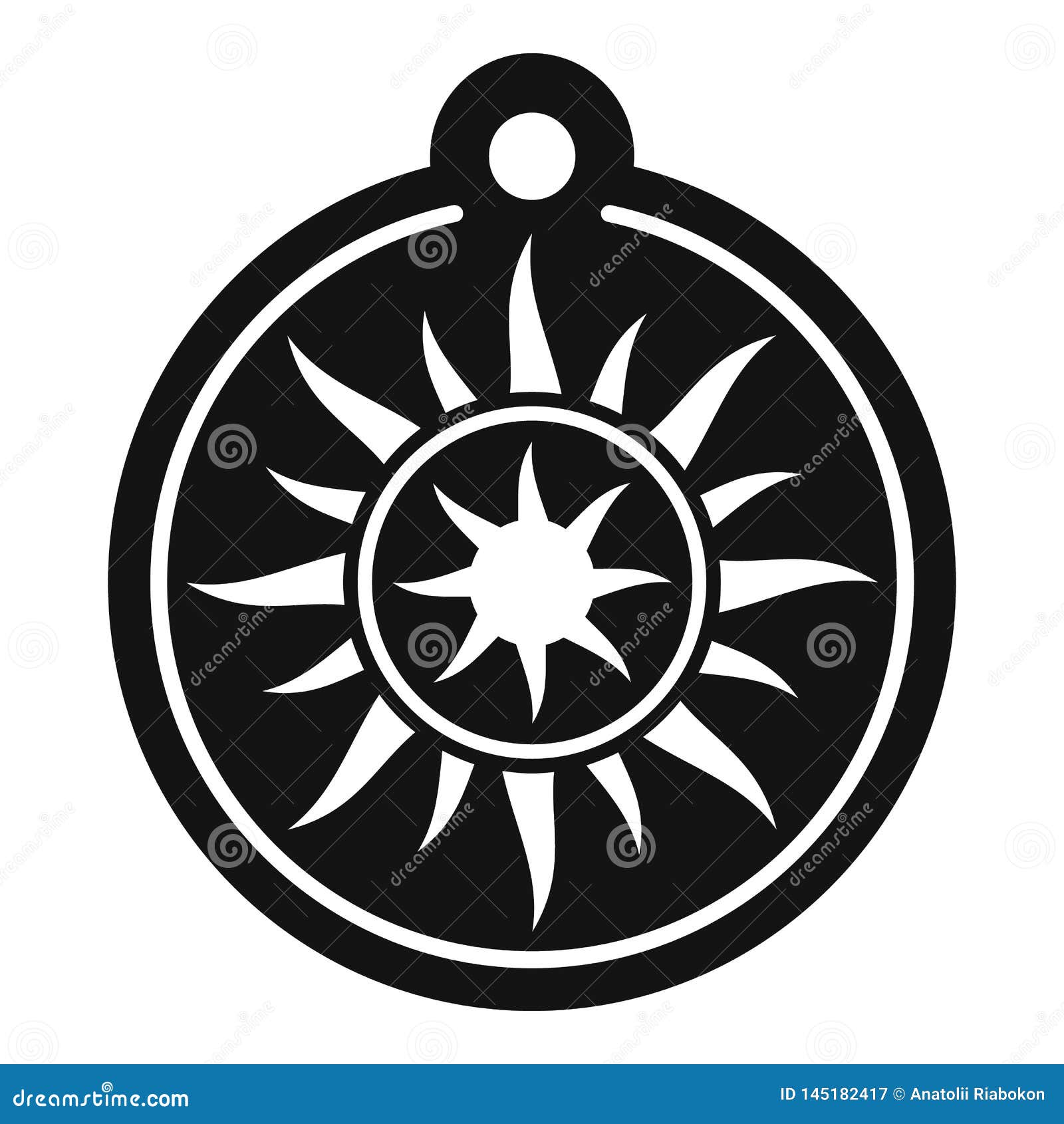 Magic Sun Medallion Icon, Simple Style Stock Vector - Illustration of ...