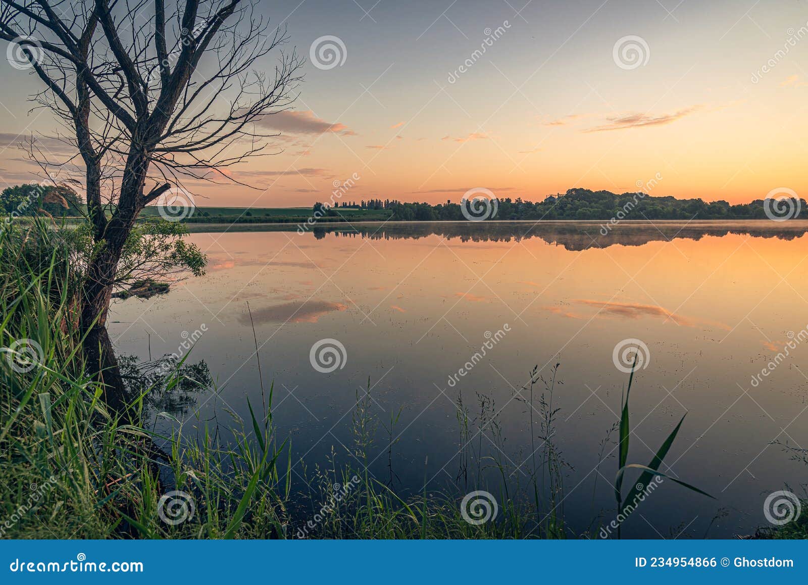 Magic sunrise stock photo. Image of meadow, river, nature - 234954866