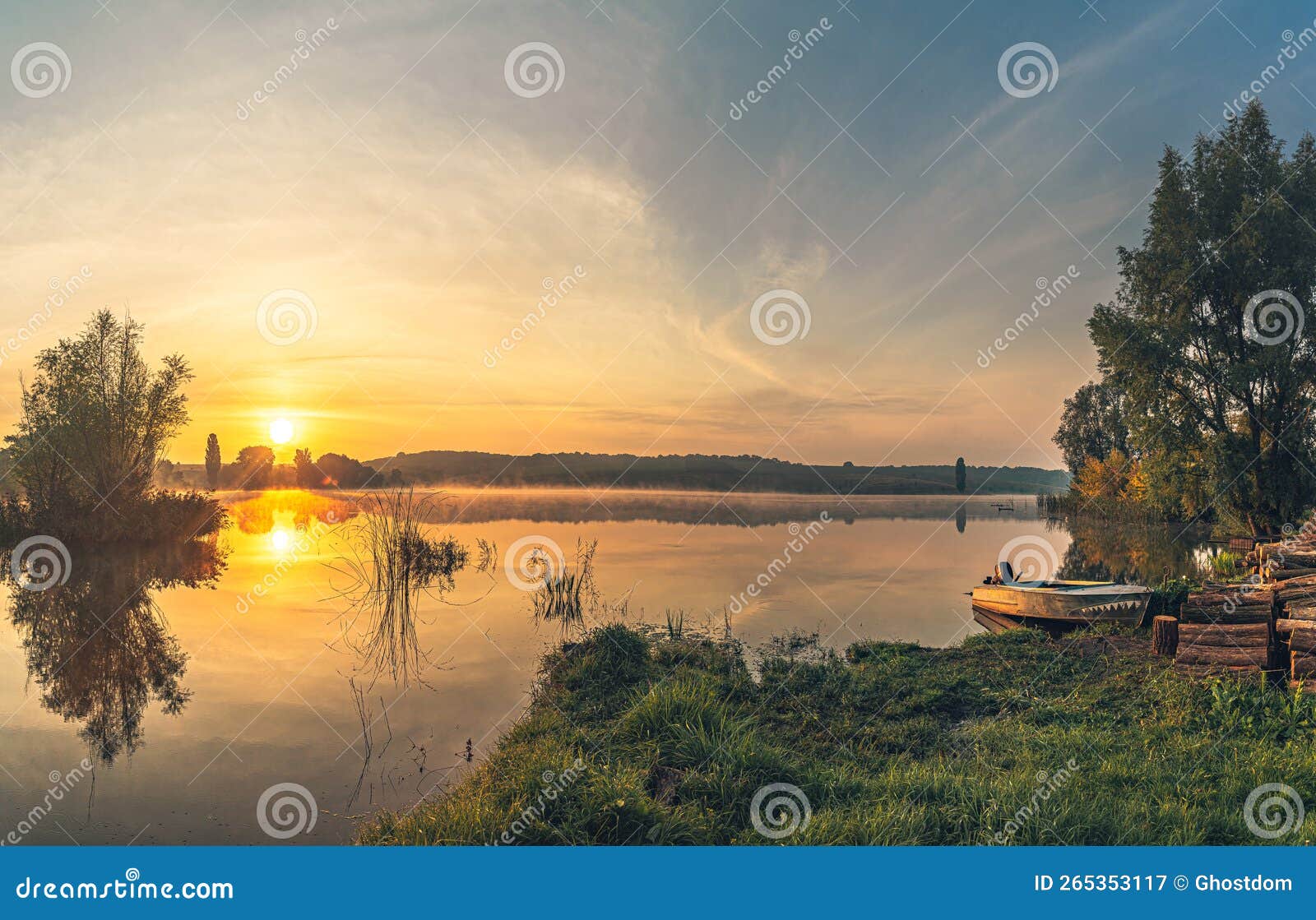 Magic sunrise stock image. Image of river, morning, lake - 265353117