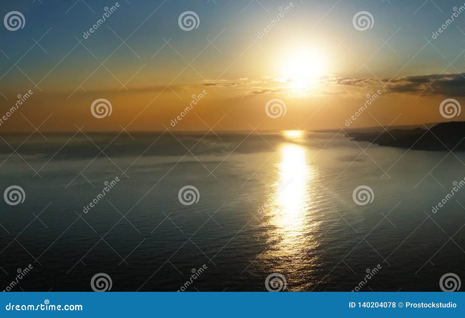 Magic Sunrise Over Sea with Reflection in Water Stock Photo - Image of ...