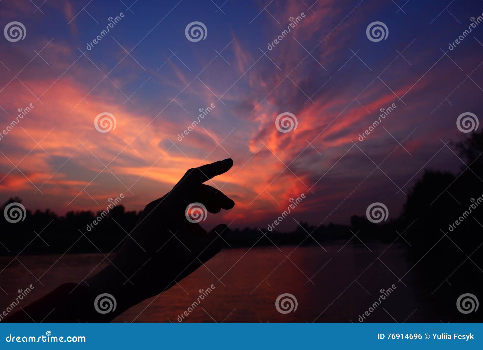 Magic Sunset with Colourful Clouds and Moon. Stock Photo - Image of ...