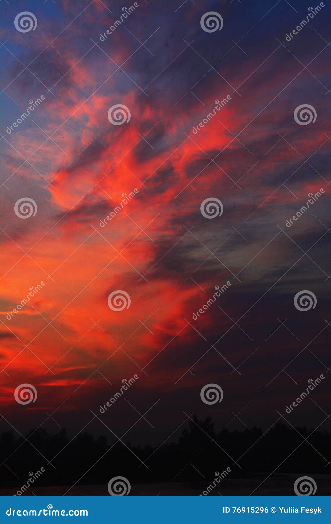 Magic Sunset with Colourful Clouds and Moon. Stock Photo - Image of ...