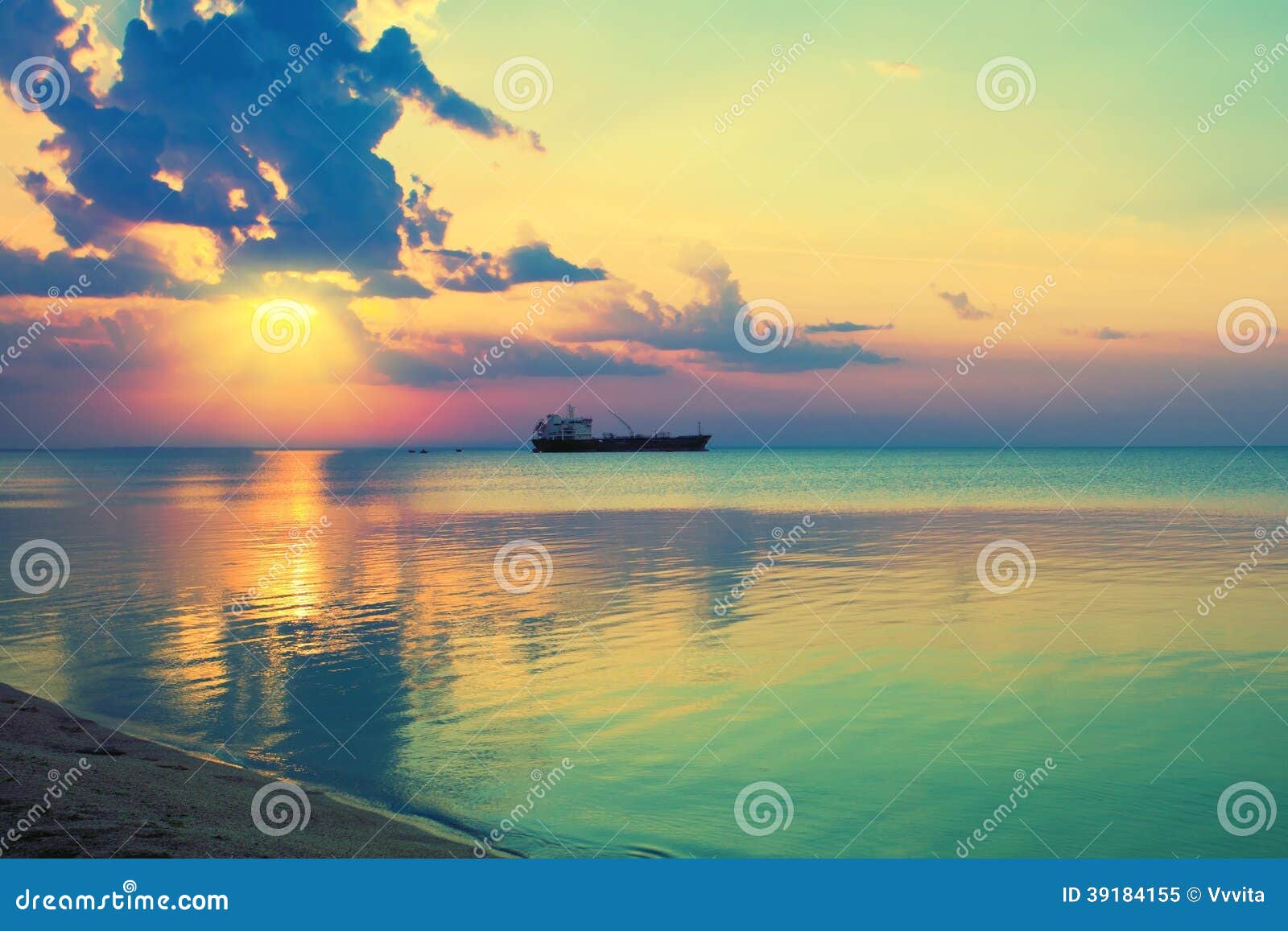 Magic sunset over the sea stock image. Image of beautiful - 39184155