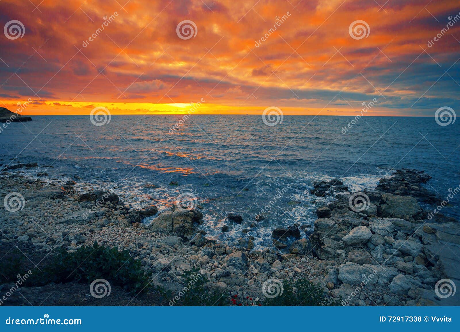 Magic sunset over sea stock photo. Image of landscape - 72917338