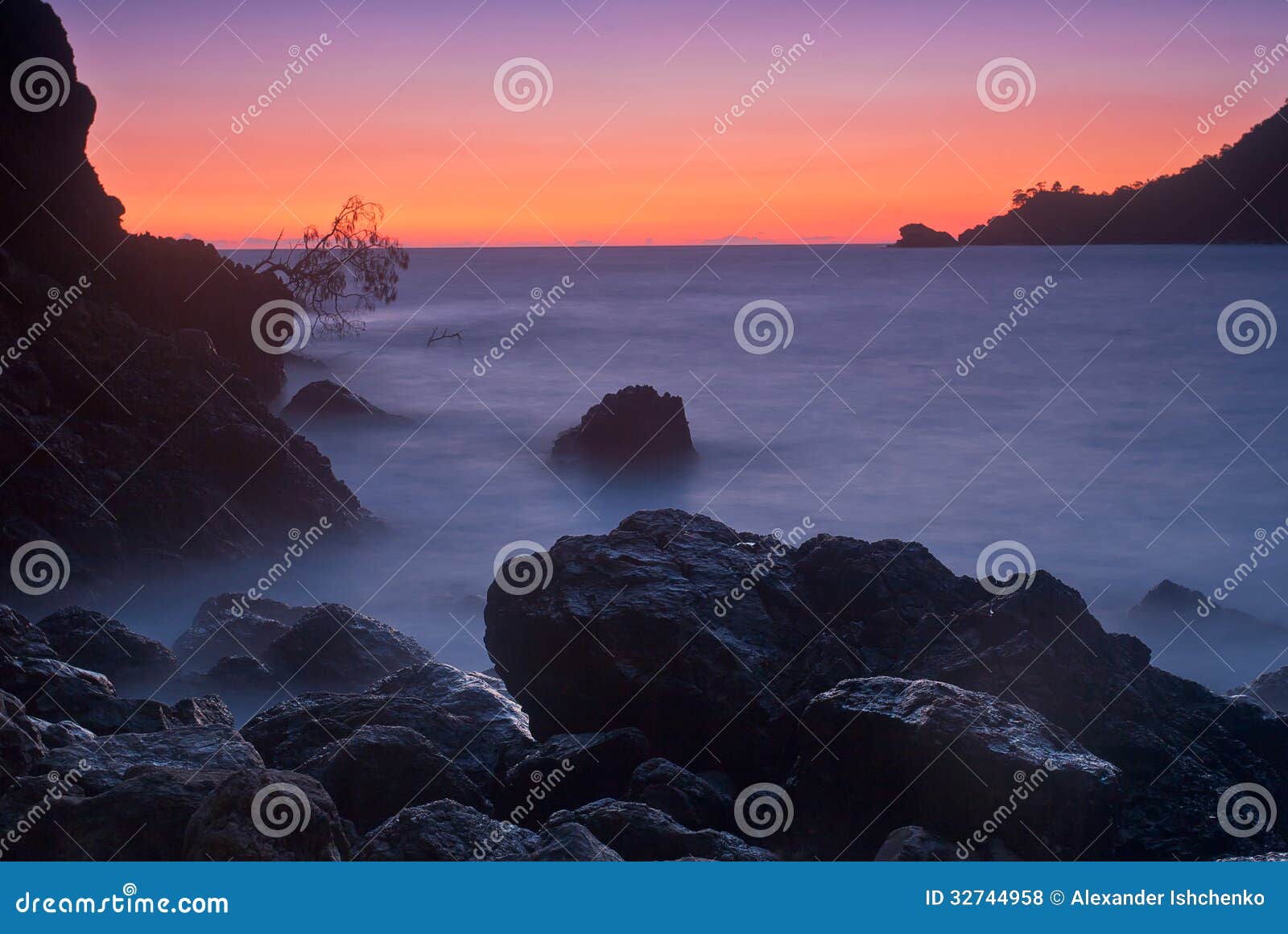 Magic sunset. stock photo. Image of ideal, sand, aqua - 32744958