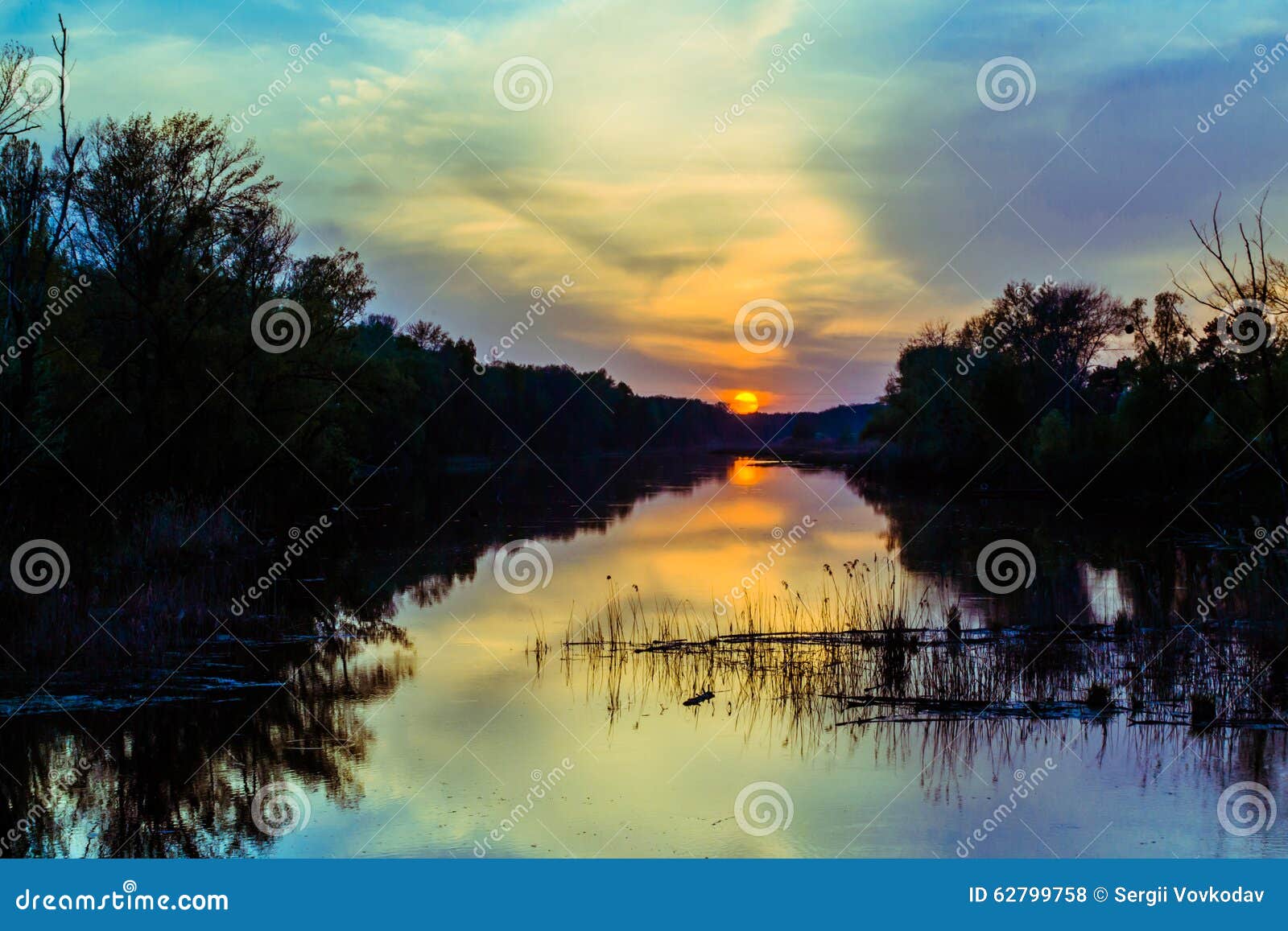 Magic sunset stock photo. Image of water, surface, color - 62799758