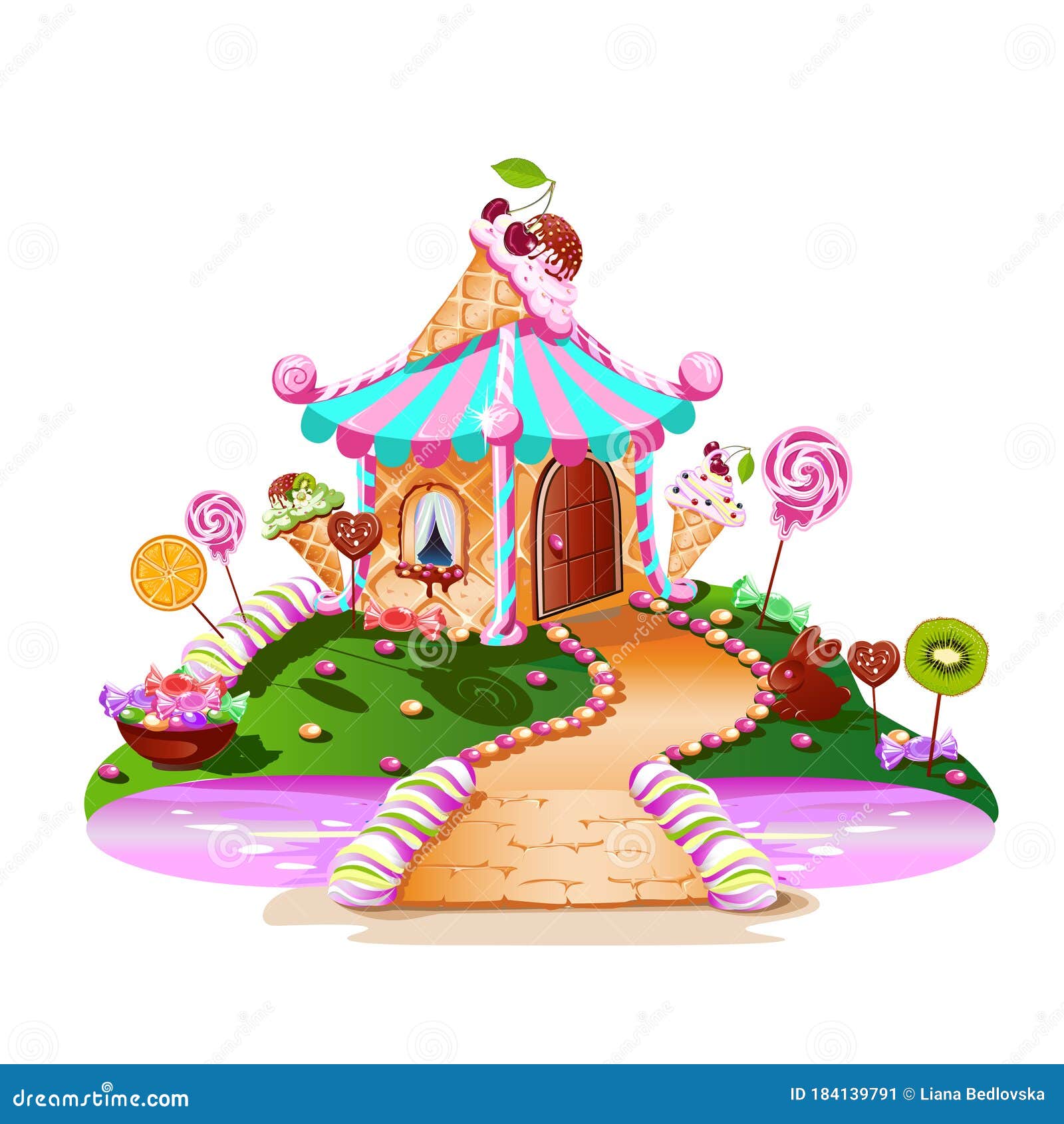 Sweet house on candy land stock vector. Illustration of childhood ...