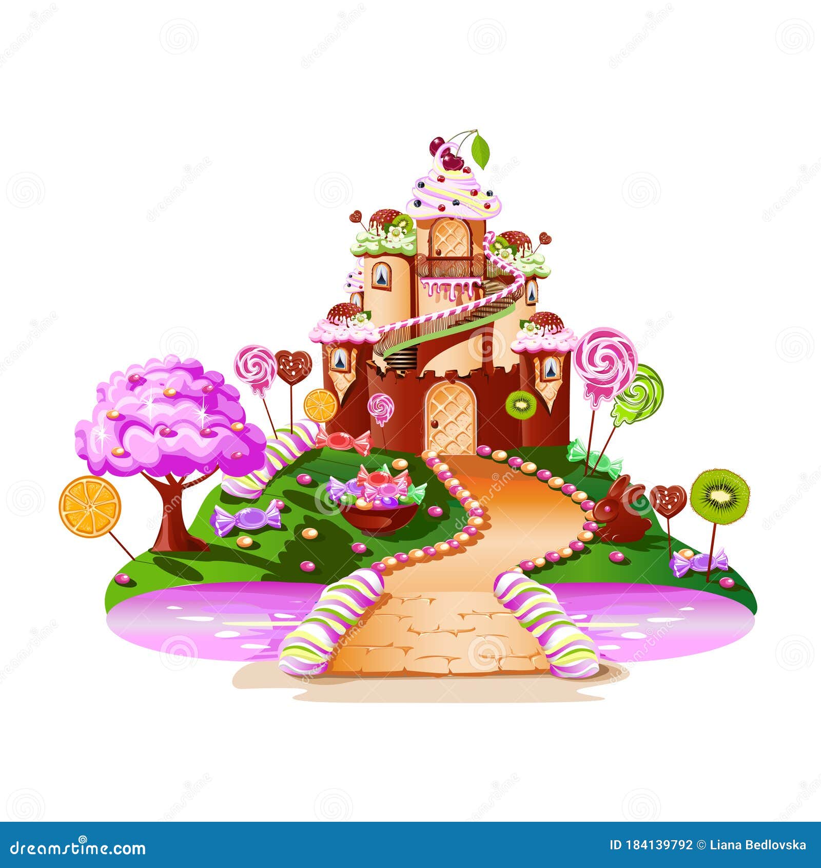 Sweet house on candy land stock vector. Illustration of candy - 184139792